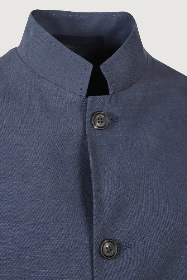 Eleventy Stand Collar Buttoned Blazer - Blue