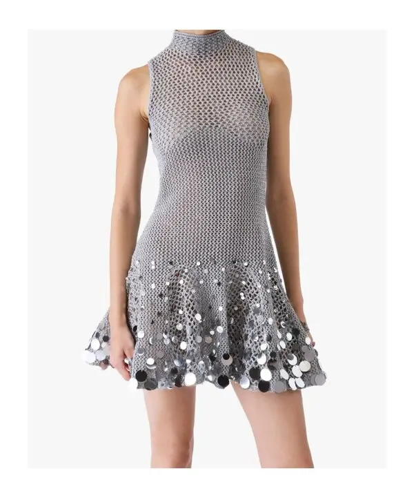 Casablanca Sequin-embellished High-neck Dress