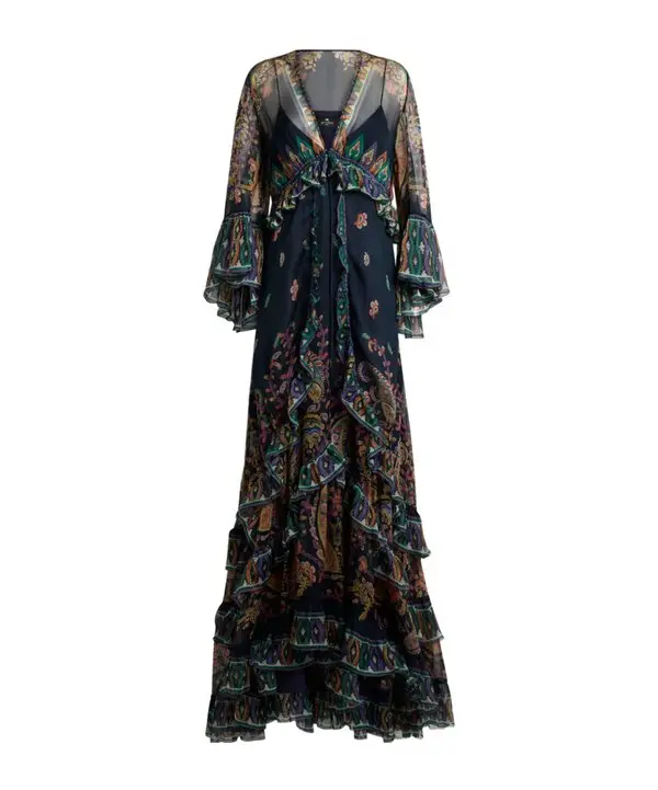 Etro Paisley Ruffled Maxi Dress