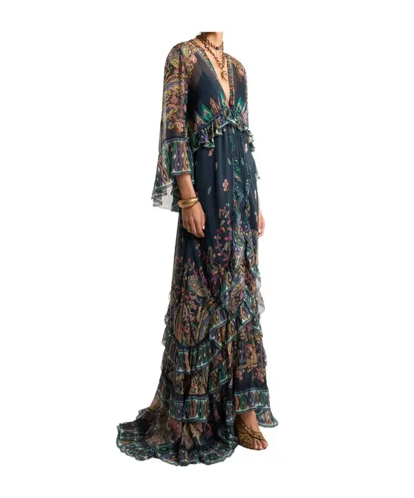 Etro Paisley Ruffled Maxi Dress