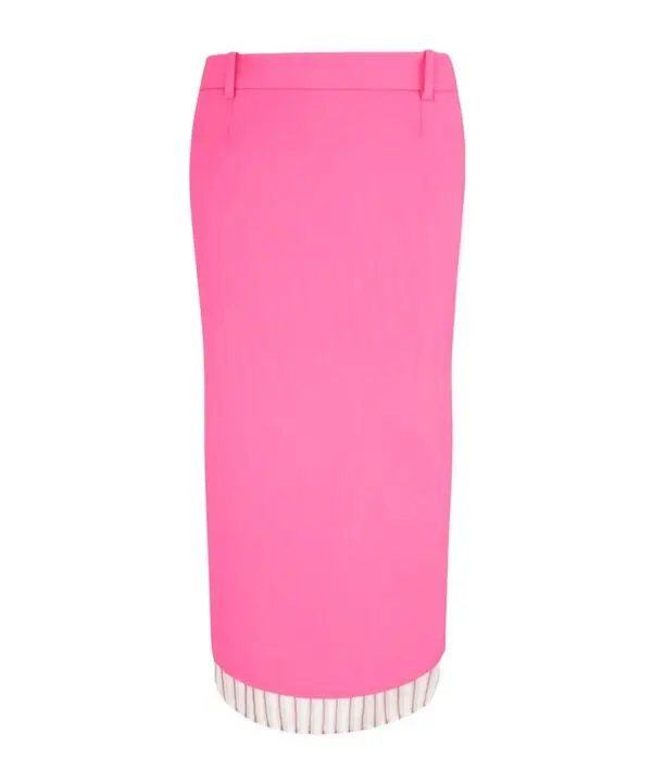 Attico Striped-hem Midi Skirt - Pink