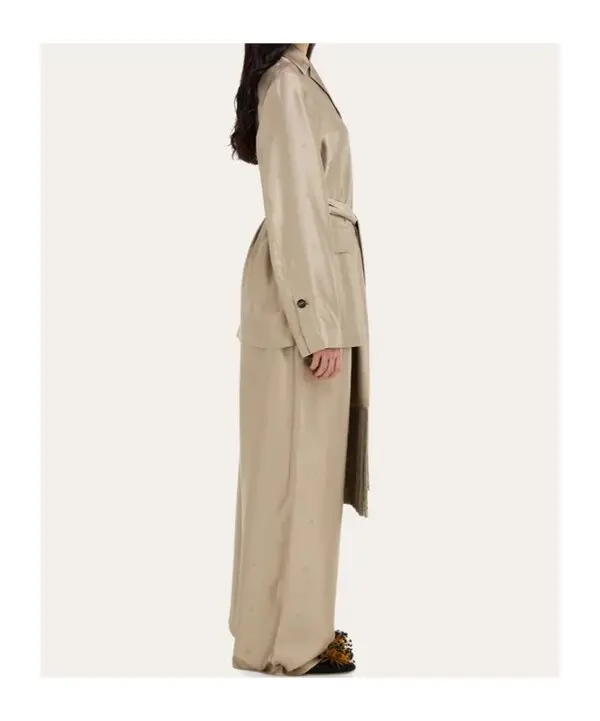 FERRAGAMO Silk Belted Over Shirt With Tassels