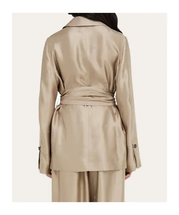 FERRAGAMO Silk Belted Over Shirt With Tassels
