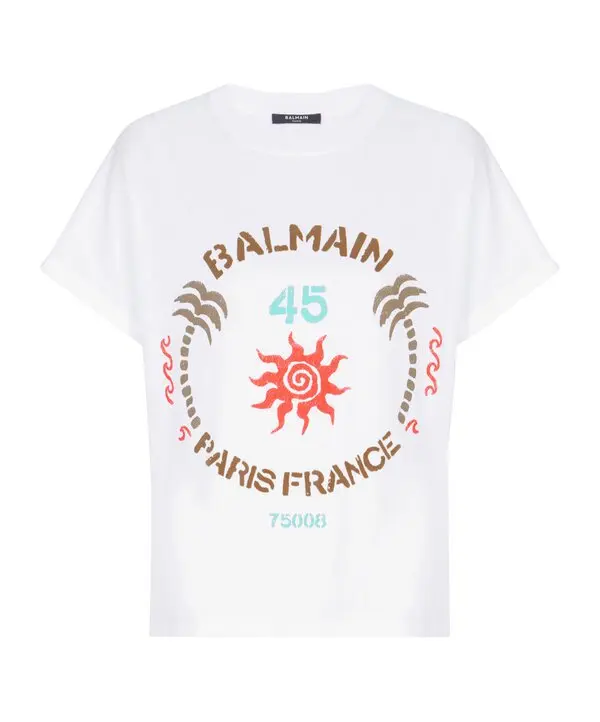 Balmain Club 45 Printed Boxy T-shirt - White