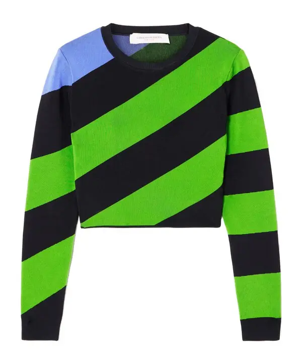 Carolina Herrera Striped Cropped Knit Sweater