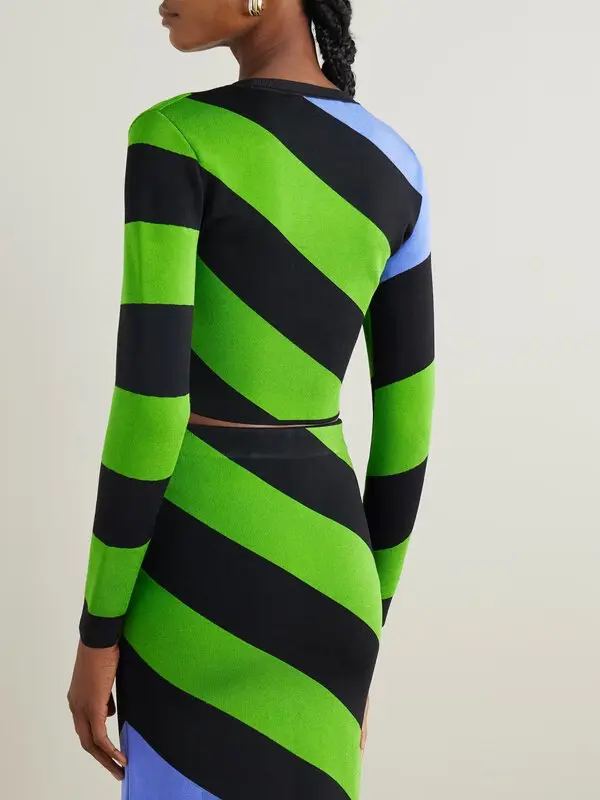 Carolina Herrera Striped Cropped Knit Sweater