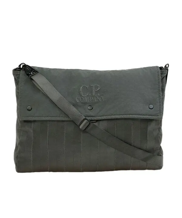 C.P. COMPANY Button Striped Tote Bag - Gun Gray