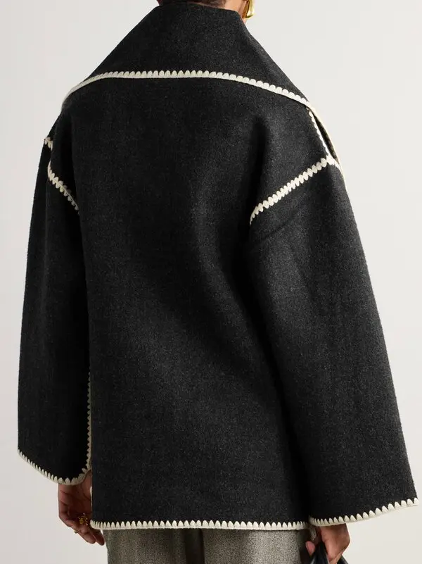 TOTEME Draped Tassel Wool Blend Coat