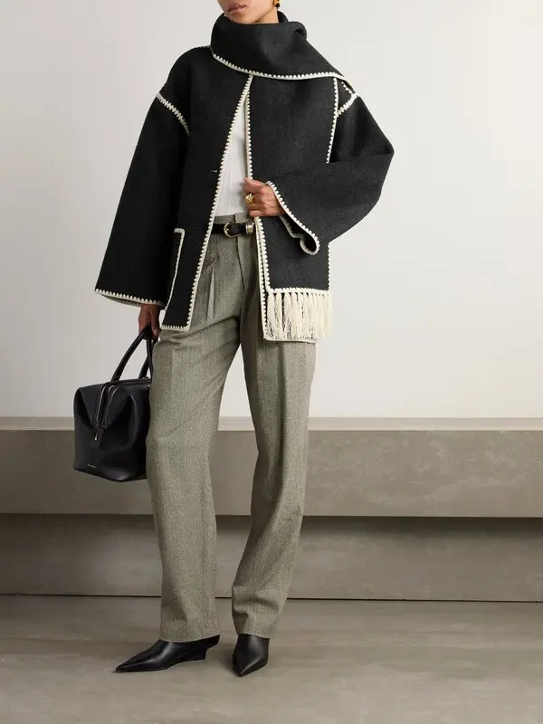 TOTEME Draped Tassel Wool Blend Coat
