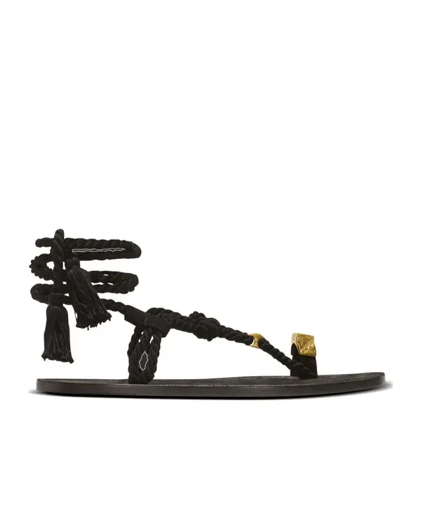 Balmain Flat Tie Sandals - Black