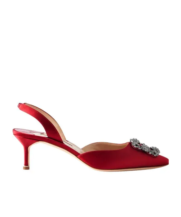 Manolo Blahnik Embellished Satin Slingback Pumps