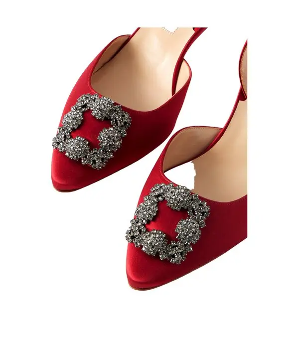 Manolo Blahnik Embellished Satin Slingback Pumps