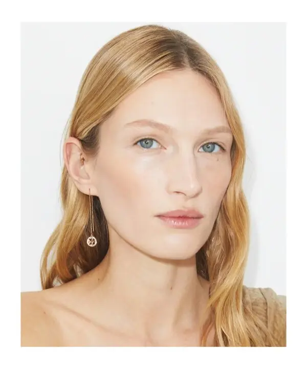 Tory Burch Pavé Double-t Threader Earrings - Yellow