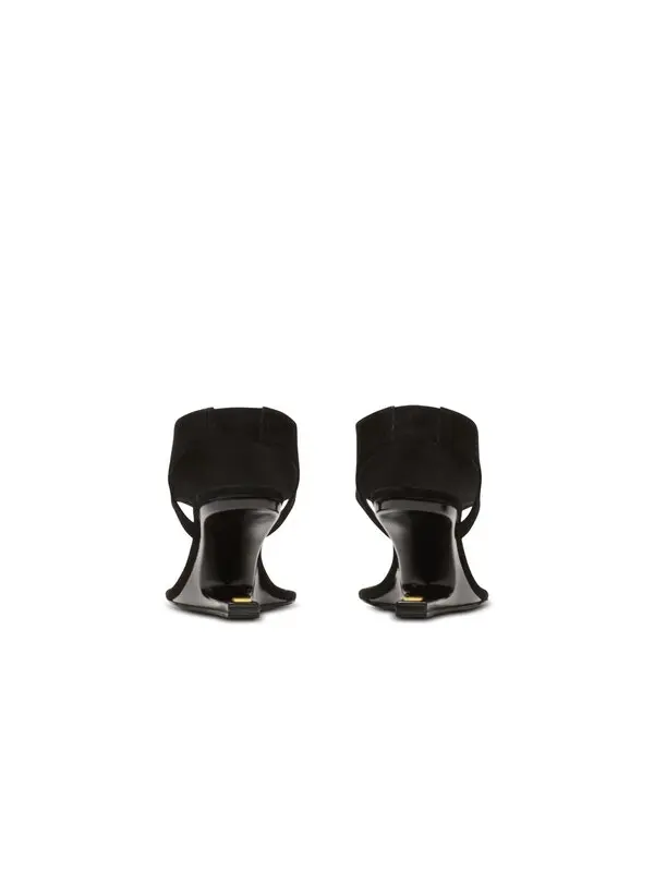 Balmain Suede Wedge Sandals - Black