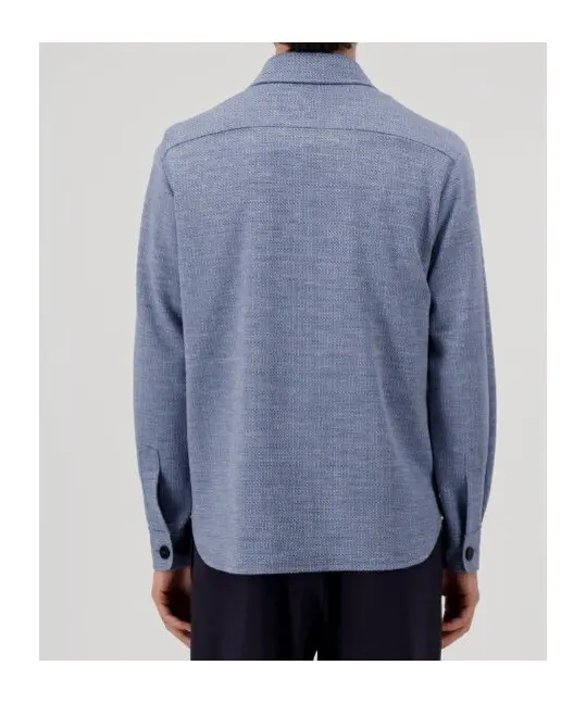 Harris Wharf London Hopsack Shirt Jacket Crafted With Loro Piana Fabric - Light Blue