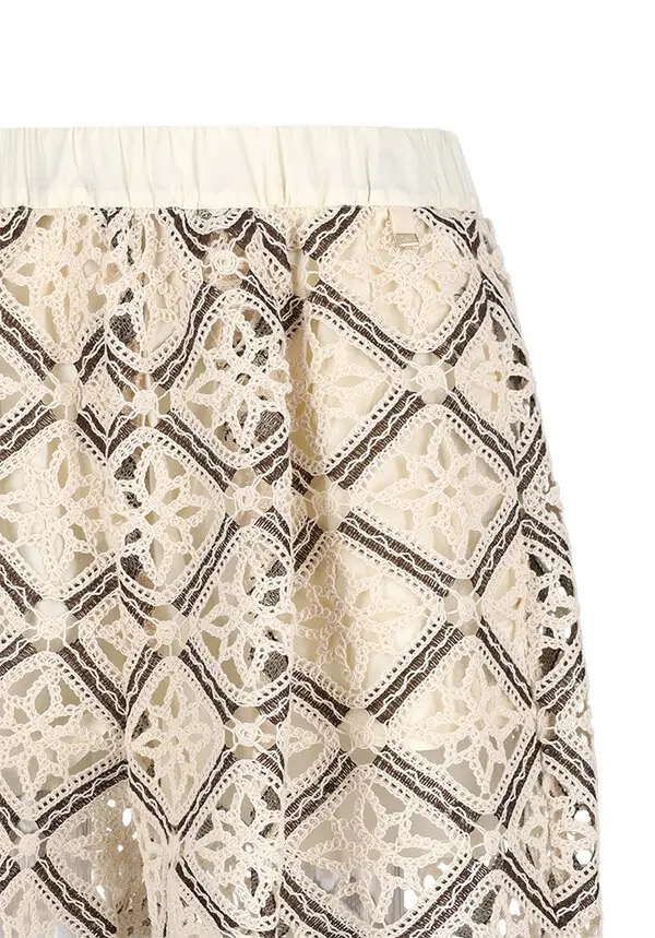 Herno Scalloped Crochet Shorts - Nude