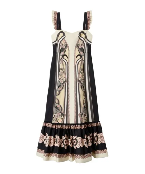 La DoubleJ Sleeveless Printed Midi Dress - Black