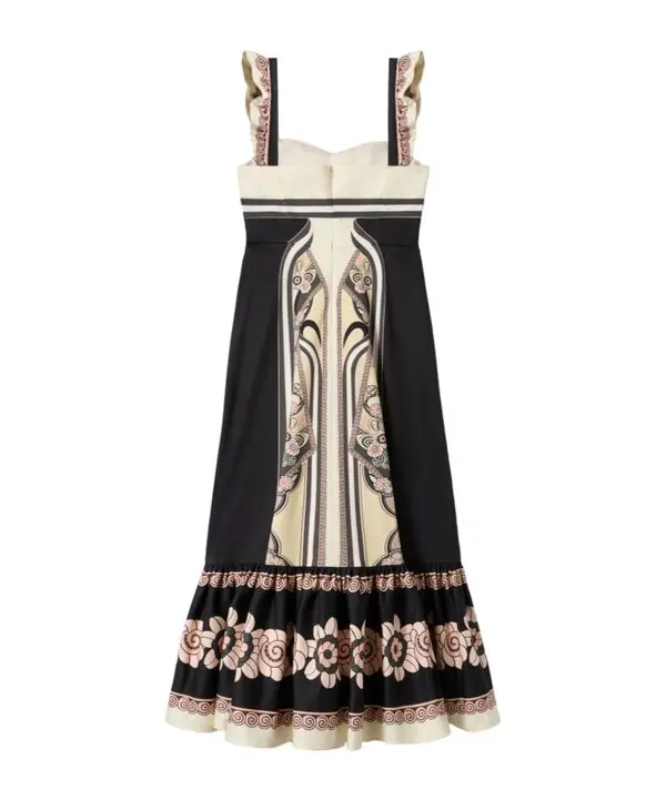 La DoubleJ Sleeveless Printed Midi Dress - Black