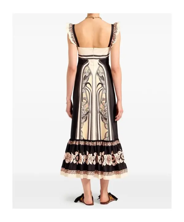 La DoubleJ Sleeveless Printed Midi Dress - Black