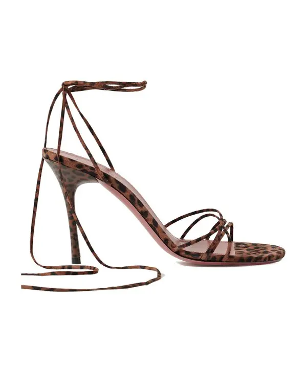 Amina Muaddi Leopard-print Suede Stiletto Sandals