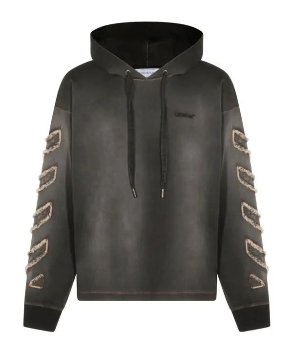 Off-White Distressed Detail Drawstring Hoodie