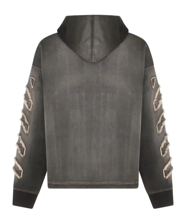 Off-White Distressed Detail Drawstring Hoodie