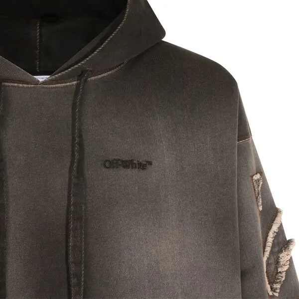 Off-White Distressed Detail Drawstring Hoodie