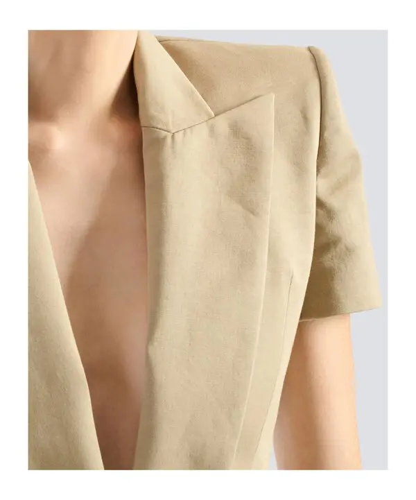 Balmain Belted Gabardine Anthem Jacket - Beige