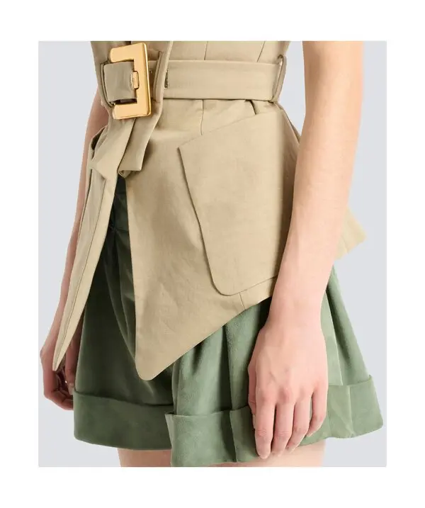 Balmain Belted Gabardine Anthem Jacket - Beige