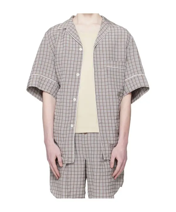 HED MAYNER Plaid Short-sleeved Shirt - Gray