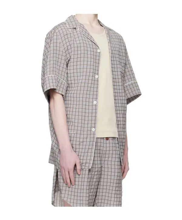 HED MAYNER Plaid Short-sleeved Shirt - Gray