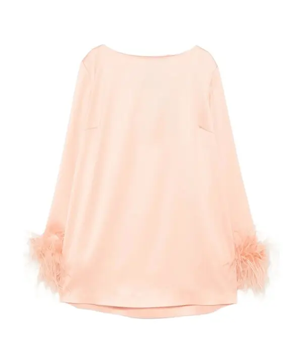 TWINSET Feather-trimmed Boat Neck Top - Nude