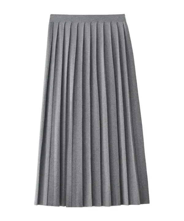 LISA YANG Minda Pleated Cotton And Cashmere-blend Midi Skirt - Gray