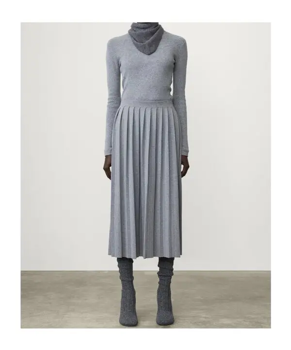 LISA YANG Minda Pleated Cotton And Cashmere-blend Midi Skirt - Gray