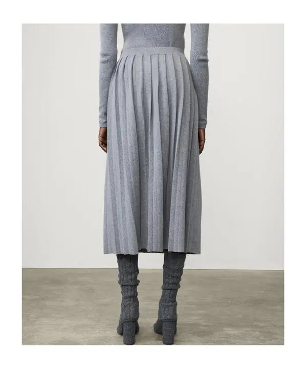 LISA YANG Minda Pleated Cotton And Cashmere-blend Midi Skirt - Gray