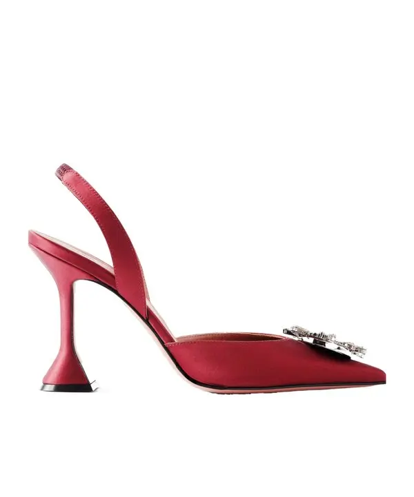 Amina Muaddi Begum Slingback Pumps With Swarovski Embellishment - Red