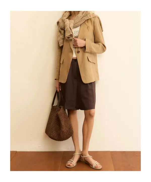 Marella Washed Linen Single-breasted Blazer