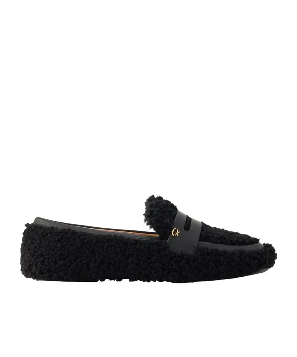 GIANVITO ROSSI Shearling Loafers With Leather Trim - Black