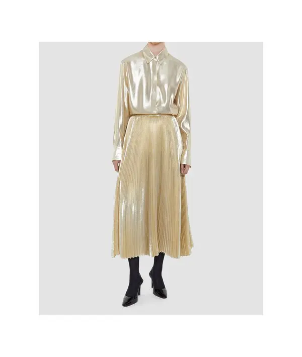JOSEPH Pleated Midi Skirt - Gilded