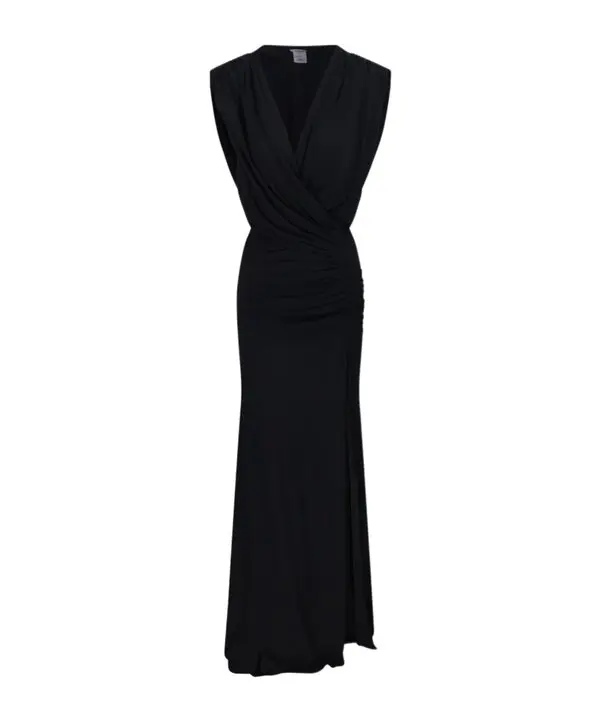 AMAZUIN Meghan Draped Maxi Dress - Black