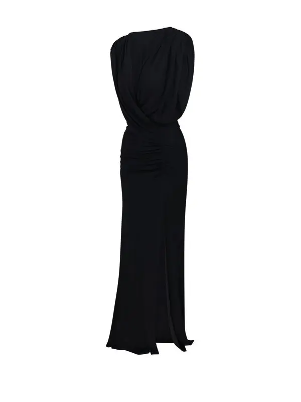 AMAZUIN Meghan Draped Maxi Dress - Black