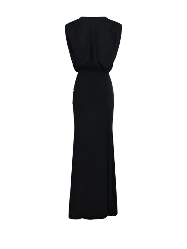 AMAZUIN Meghan Draped Maxi Dress - Black