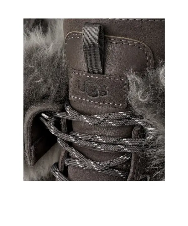 UGG Adirondack Lace-up Boots With Sheepskin Cuff - Charcoal