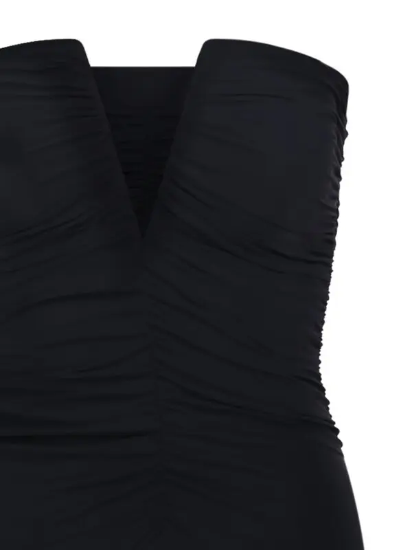 AMAZUIN Natalie Ruched Strapless V-neck Midi Dress