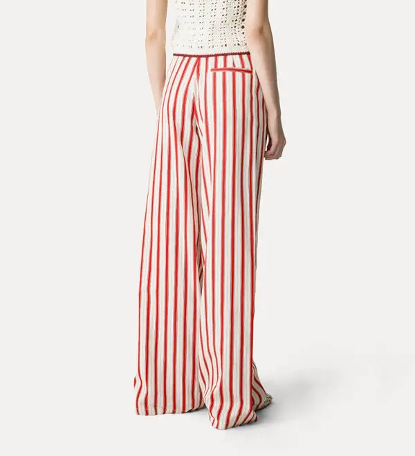 FORTE_FORTE Striped Wide Leg Trousers - Rouge
