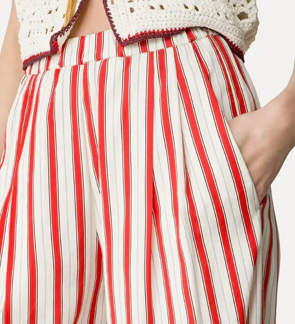 FORTE_FORTE Striped Wide Leg Trousers - Rouge