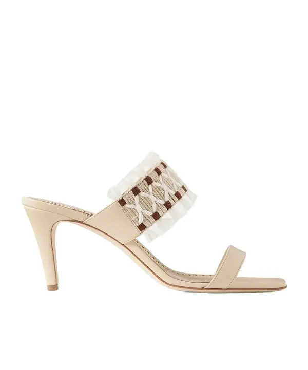Manolo Blahnik Raffia And Leather Sandals