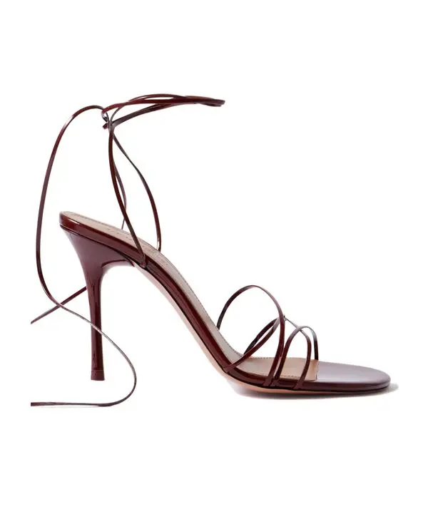 Amina Muaddi Patent Leather Stiletto Sandals - Red