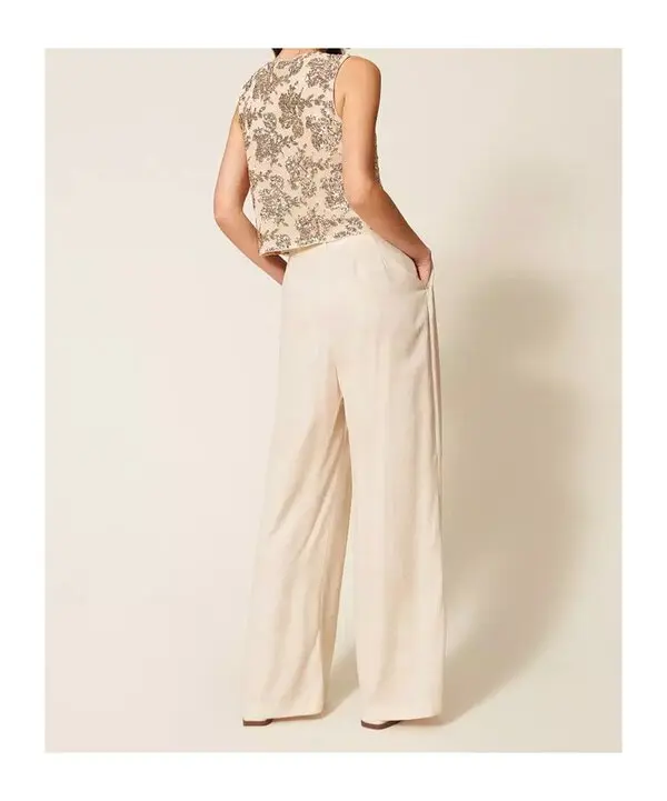 TWINSET Pleated Wide-leg Palazzo Pants - Nude