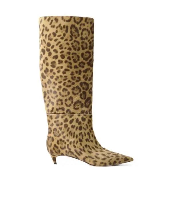 JIMMY CHOO Leopard Print Calf Hair Knee High Boots